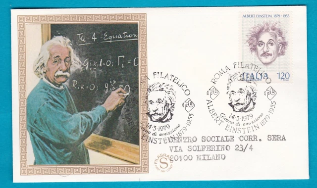 1979 FDC FILAGRANO Gold Albert Einstein an. fil. Roma VG tim. arri EUR ...