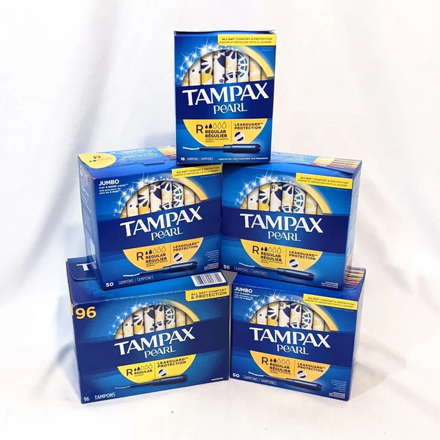 250 TAMPAX PEARL Regular Absorbance Tampons with Leakguard Protection ...