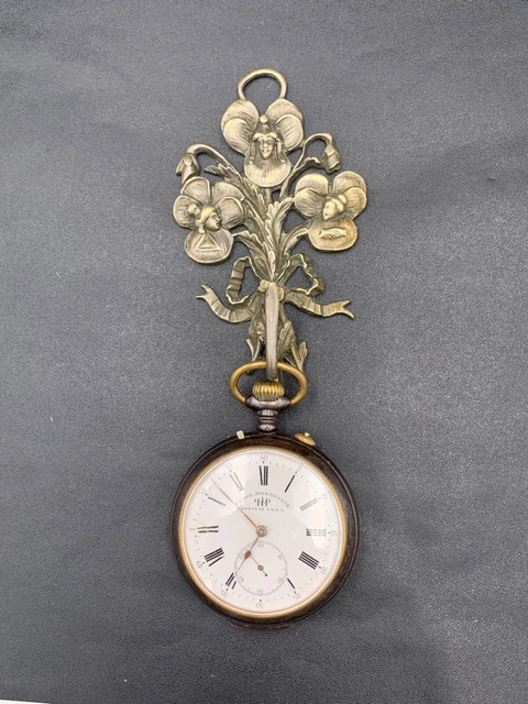 ANCIEN PORTE-MONTRE DE gousset mural en bronze Art Nouveau décor ...