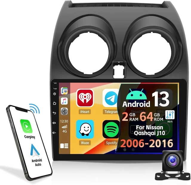 CAMECHO 2G+64G ANDROID 13 Autoradio per Nissan Qashqai J10 2006-2016 Wireless Ca EUR 115,00 ...