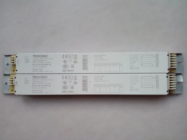 2 X TRIDONIC 2 x 18W Electronic Digital Ballast for T8 Tubes PC 2x18 T8 PRO lp $19.41 - PicClick AU