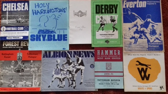 9 DIFFERENT TOTTENHAM HOTSPUR (Spurs) 1970/71 AWAY Programmes £1.68 ...