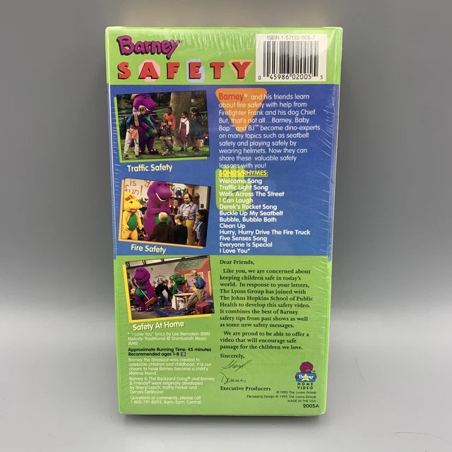 BARNEY SAFETY VHS Home Video Tape 1995 Lyons Group RARE NEW SEALED $40. ...