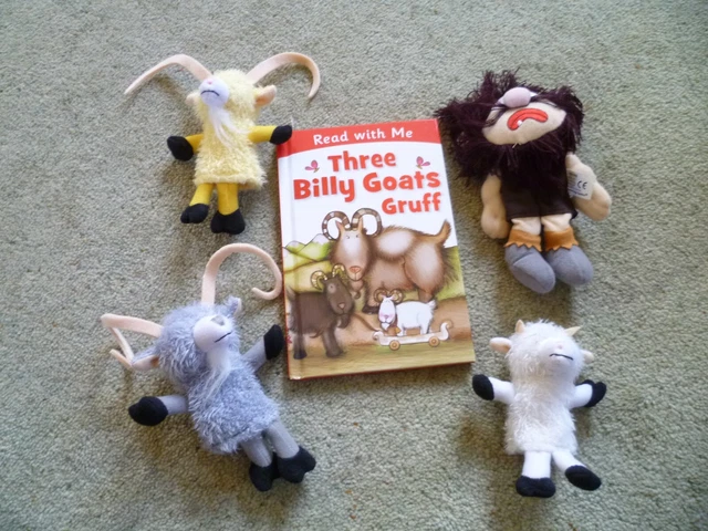 THE THREE BILLY Goats Gruff Fingers Puppets Set & Book £9.99 - PicClick UK