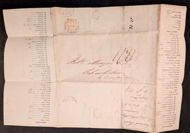 POSTAL HISTORY postmark 1833 maltese cross ship bill account £10.00 ...