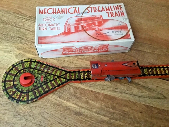 VINTAGE METTOY MECHANIC Streamline Train Set Tinplate Model Boxed Fully ...