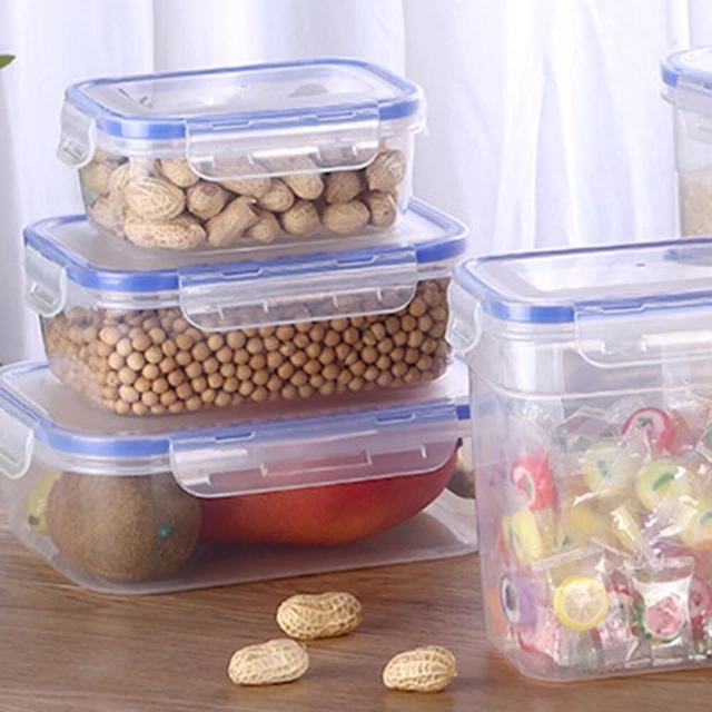 PRACTICAL STACKABLE KITCHEN Plastic Food Containers Airtight Lids Set ...