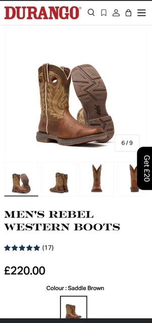 DURANGO WESTERN RIGGER Boots Rebel Pro , Wide Fitting. Unisex. UK 7. £ ...