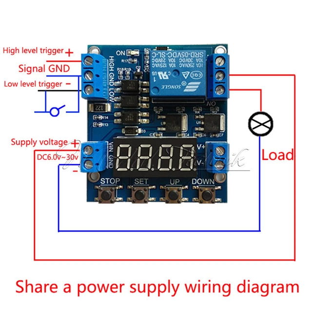 TRIGGER DELAY CYCLE 1-Channel Relay Module 6-30V Timer Circuit Switch ...