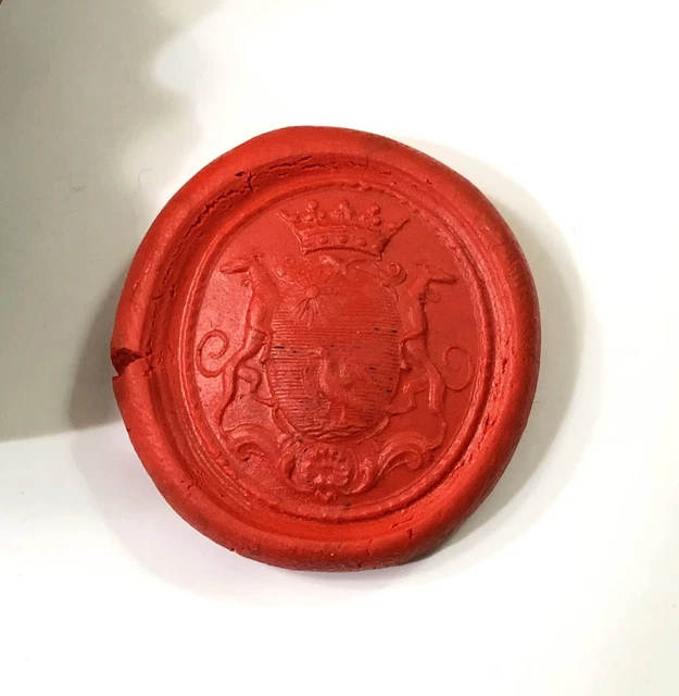 ANCIEN SCEAU À cacheter / cachet de cire XVIII ( bronze lévrier blason ...
