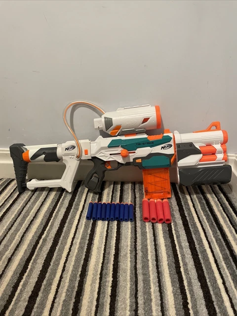 NERF MODULUS TRI-STRIKE Blaster With Stock, Barrel, Magazine 14 Darts £ ...