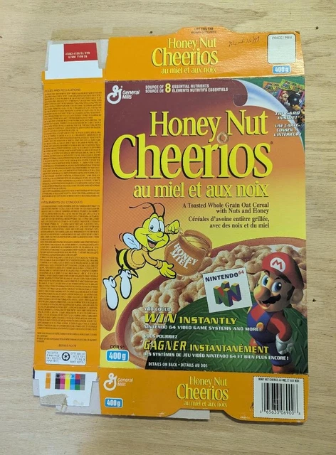 VINTAGE HONEY NUT Cheerios Cereal Box - Nintendo Mario Brothers - 1997 ...