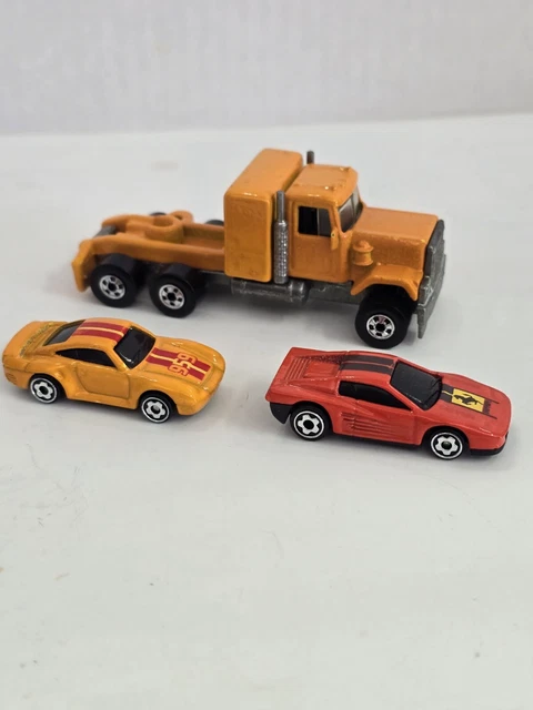 1989 HOT WHEELS Micro Color Racers Big Rigger Cab,Ferrari & Porsche ...
