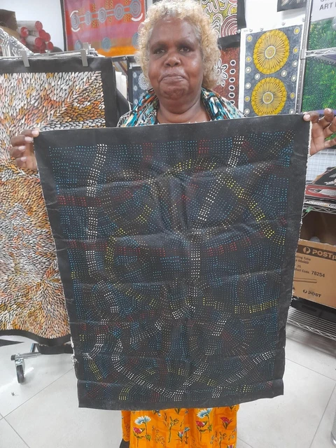 SHARON BUTCHER ABORIGINAL Artist Painting BUSH ONIONS Papunya 67x88cm ...