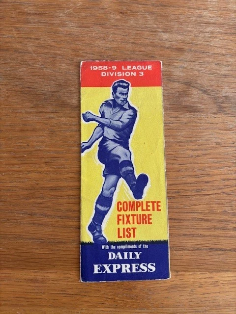 'DAILY EXPRESS' 1958/59 Complete Fixture Card List Division 3 £5.00 ...