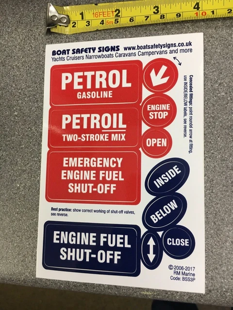BOAT SAFETY SCHEME BSS Sticker Label Boat Narrowboat Yacht Engine Fuel ...