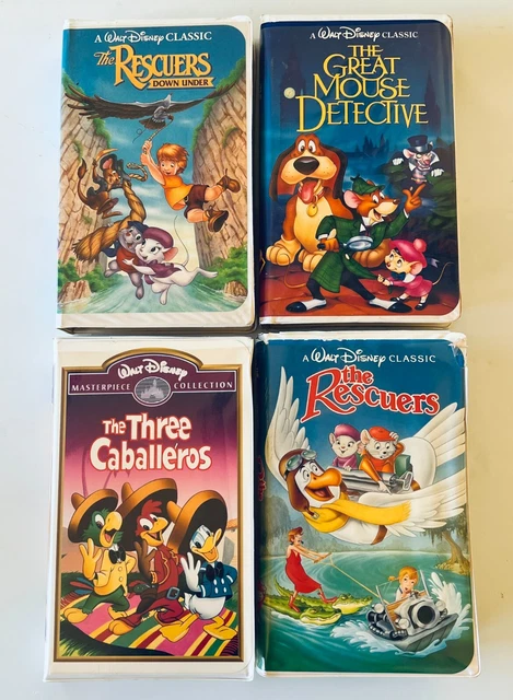4 FILM DISNEY VHS Rescuers, grande detective topo e tre cavalieri EUR 6 ...