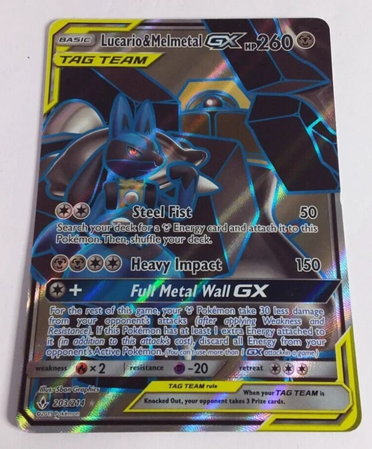 POKEMON TCG LUCARIO & melmetal gx tag team unbroken bonds soleil and moon 203/214 EUR 6,62 ...