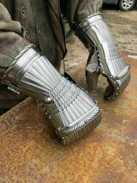 MEDIEVAL ARTICULATED STEEL Gauntlets Functional Gothic Style Antique ...