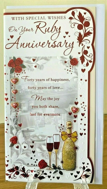 ON YOUR RUBY Wedding Anniversary Card - Special Wishes - Red Foil ...
