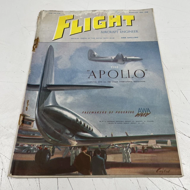 VINTAGE 1948 FLIGHT Plane Aircraft Magazine Bar WW2 War Art RAF Awa ...