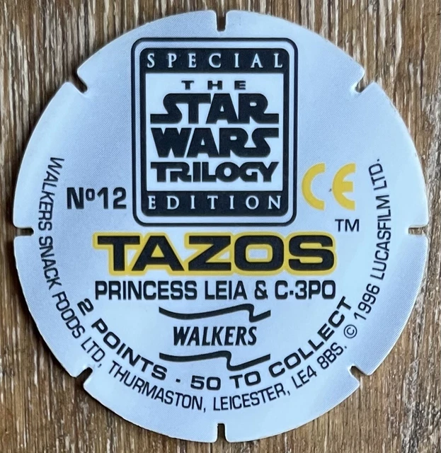 STAR WARS TRILOGY Tazo No 12 Princess Leia C-3PO Walkers Special 1996 ...