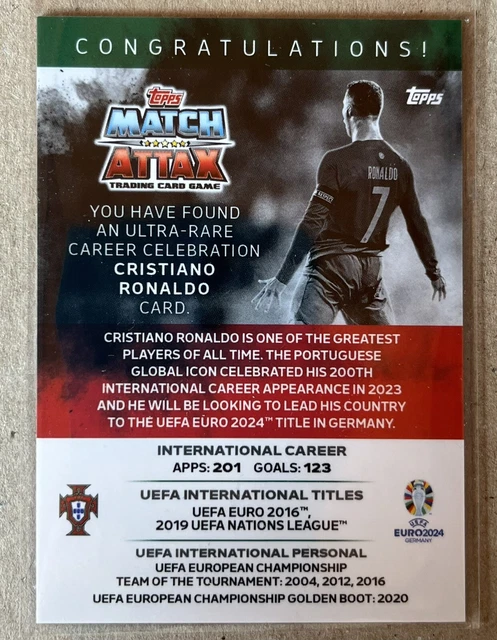 TOPPS MATCH ATTAX Uefa Euro 2024 Career Celebration Cristiano Ronaldo The Siuuu EUR 90,00 ...