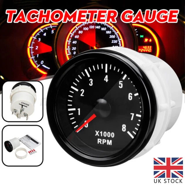 2'' 52MM REV Counter 0-8000 RPM Analogue Tachometer Tacho Gauge Meter ...