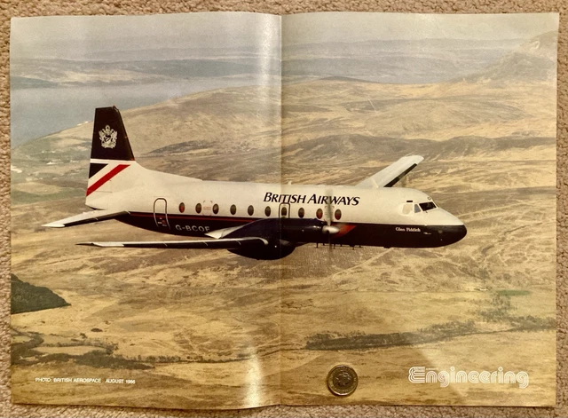 VINTAGE BRITISH AIRWAYS Engineering Poster - Hawker Siddeley 748 BA ...