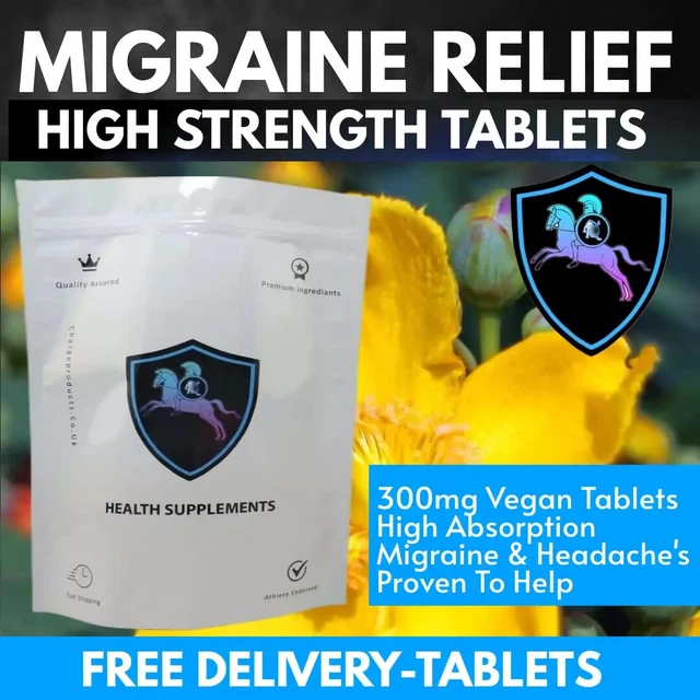 MIGRAINE HEADACHE TABLETS High Strength 300mg Muscle Relaxation Tension ...