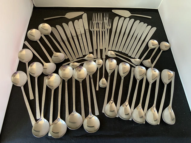 VINERS BARK DESIGN 'Studio' cutlery by Gerald Benney, 59 pieces ...