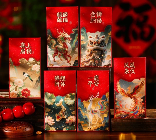 CHINESE NEW YEAR 2026 Horse Red Envelope Packet Sets Cardboard Material ...