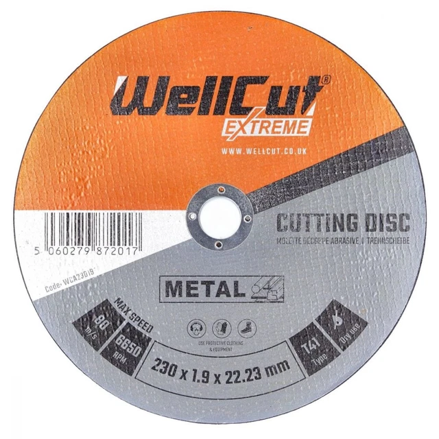 WELLCUT 230MM 9 Inch Cutting Disc 1.9mm Thickness For Angle Grinder £6. ...