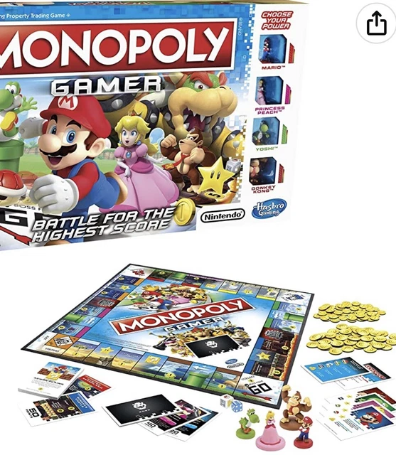 HASBRO MONOPOLY Gamer Mario Kart Board Game Battle for the Highest ...