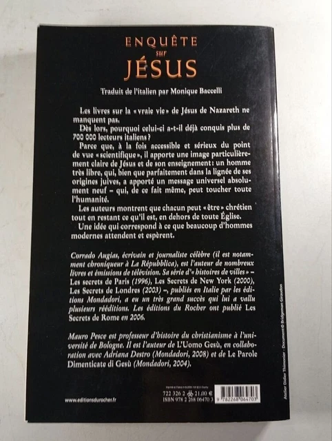 ENQUÊTE SUR JÉSUS | Corrado Augias Mauro Pesce | Bon état EUR 8,00 ...