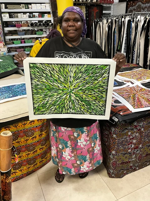 SHARON NUMINA NAPANANKA Aboriginal Artist BUSH MEDICINE LEAVES 45x60cm ...
