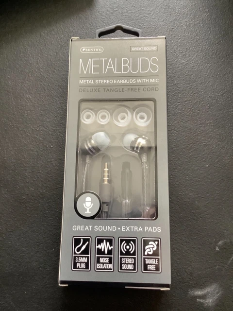 SENTRY METAL EAR buds with microphone noise isolation spare cushions ...