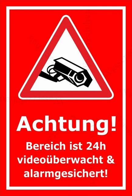 5CM AUTOAUFKLEBER 4 Achtung Video?berwacht CCTV Alarm Gesichert 24h ...