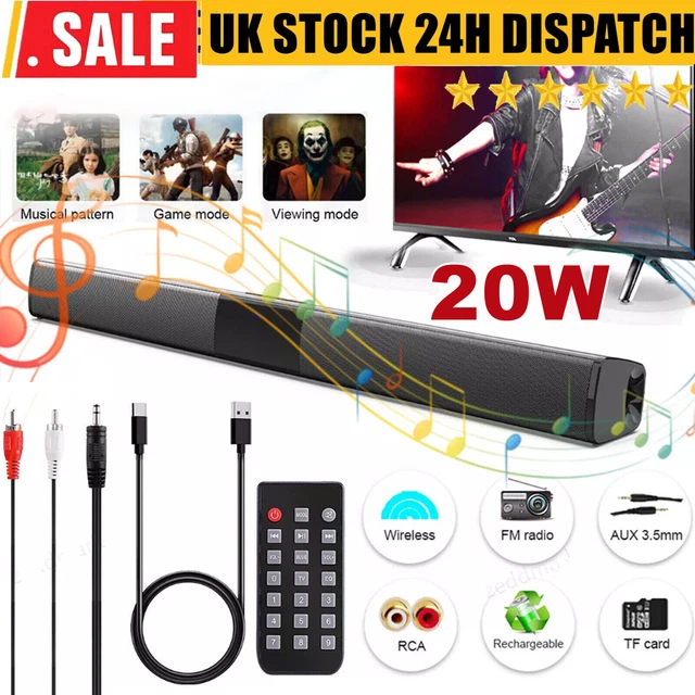 BLUETOOTH SOUND BAR Wired Heavy Bass Subwoofer Home Theater TV Speaker ...