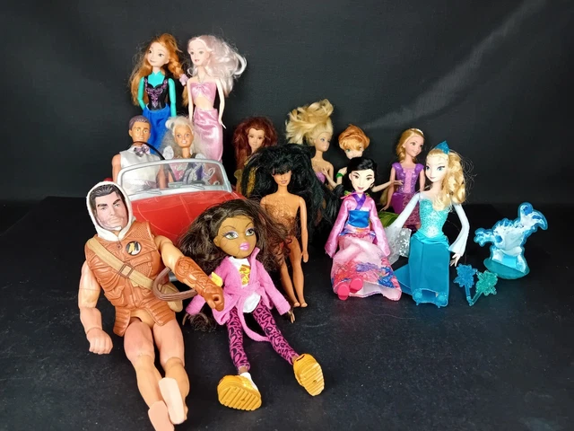BUNDLE OF BARBIE Dolls & Other Dolls Plus Pink Barbie Car, Ken, Action ...