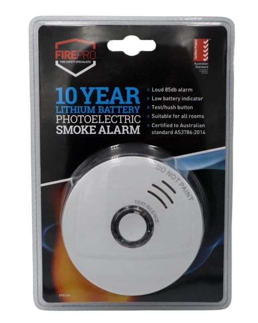 FIRE PRO SMOKE Alarm Photoelectric 10 Year Lithium Battery Home Safety ...