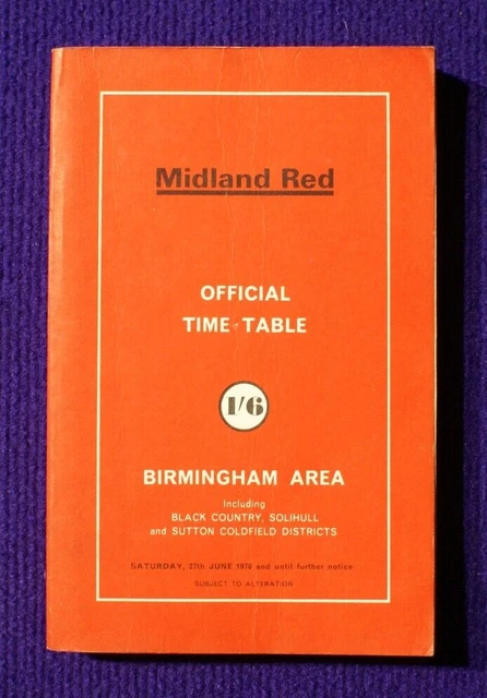 MIDLAND RED BIRMINGHAM Bus Coach Rail Timetable Map June 1970 £25.00 ...