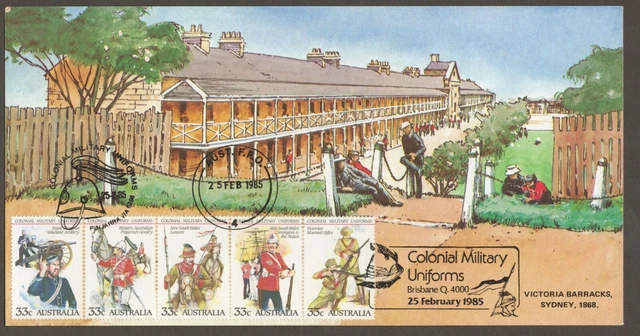 1985 AUSTRALIA COLONIAL Military Uniforms Large Maxi Card F.P.O 4 ...