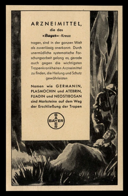 ALTE GROSSE WERBUNG Reklame 1941 Bayer Arzneimittel Tropenkrankheiten ...