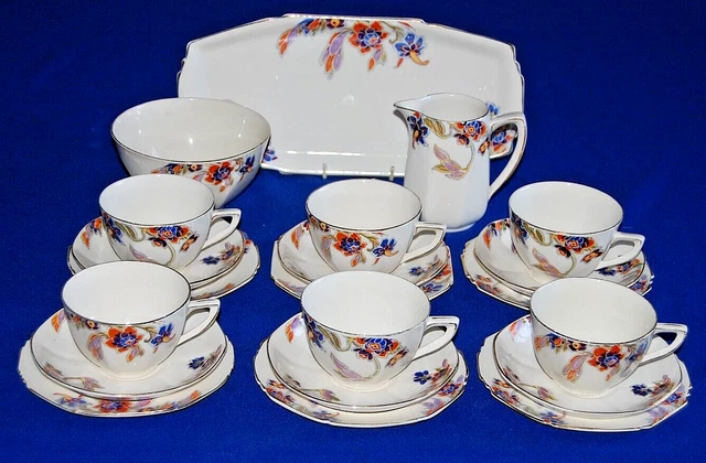 VINTAGE JAMES KENT Ye Olde Foley 21 Piece Art Deco Floral Tea Set, £29. ...