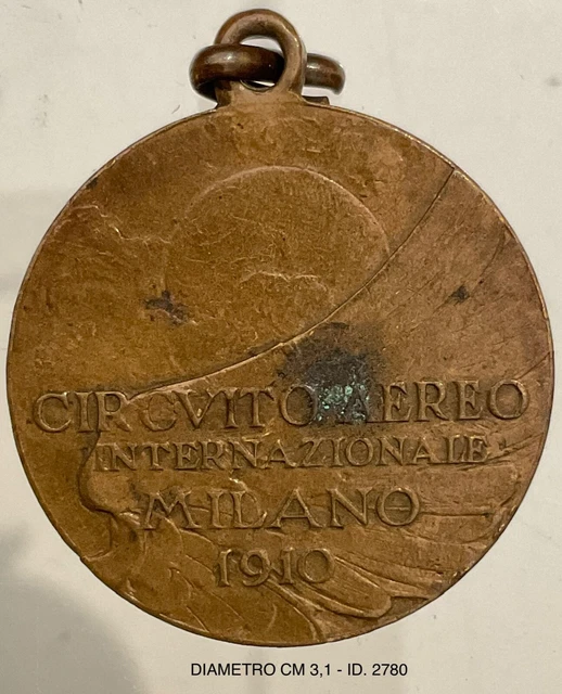 CIRCUITO AEREO INTERNAZIONALE Milano 1910 Medaglia Ricordo Regia ...