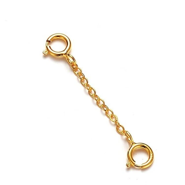 9CT HEAVY GOLD Extender Safety Chain 2 Bolt Rings MULTI LENGTHS FREE ...