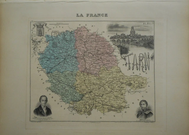 CARTE FRANCE DÉPARTEMENT du TARN 81 par VUILLEMIN Ed MIGEON 1884 EUR 3 ...