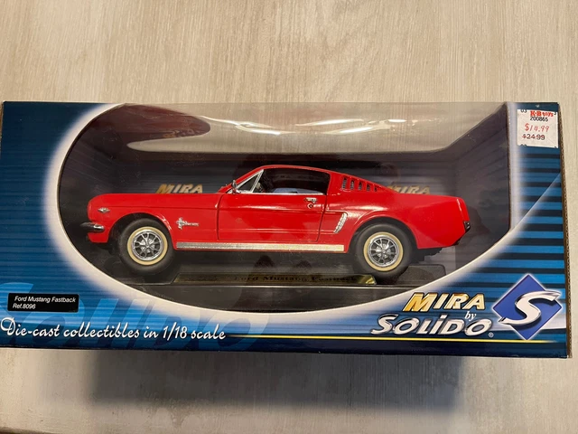 MIRA SOLIDO 1965 Ford Mustang Fastback 1:18 Scale Diecast Model Car Red ...