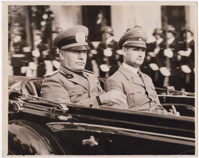 WW2 ORIGINAL PRESS Photo Munich Agreement Mussolini & Rudolf Hess 1938 ...